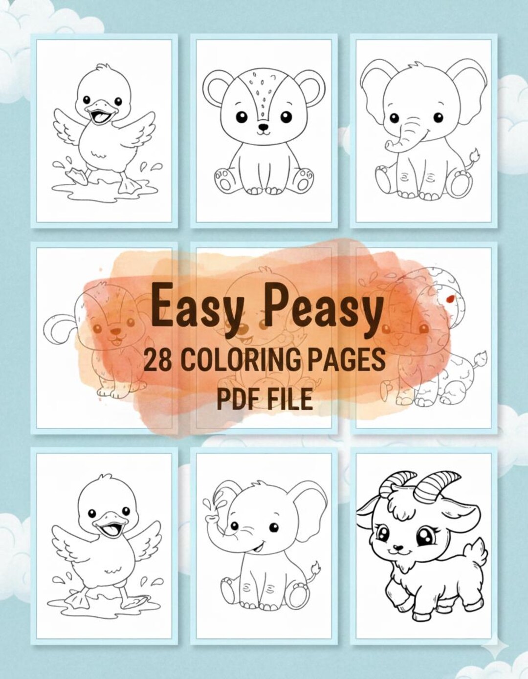 Easy Peasy Simple Coloring Book – 28 Pages by Aura Cart Goods | Digital ...