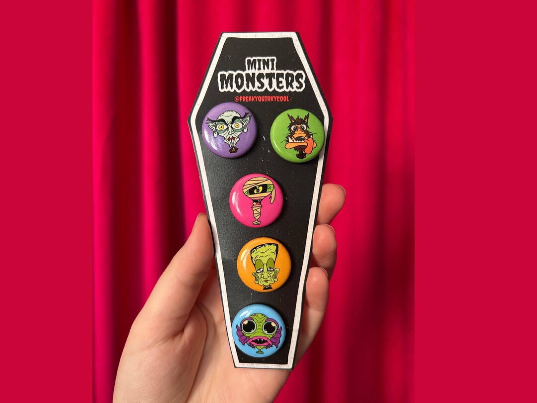Creepy Cute Monster Pins - Halloween Badge Set - Etsy