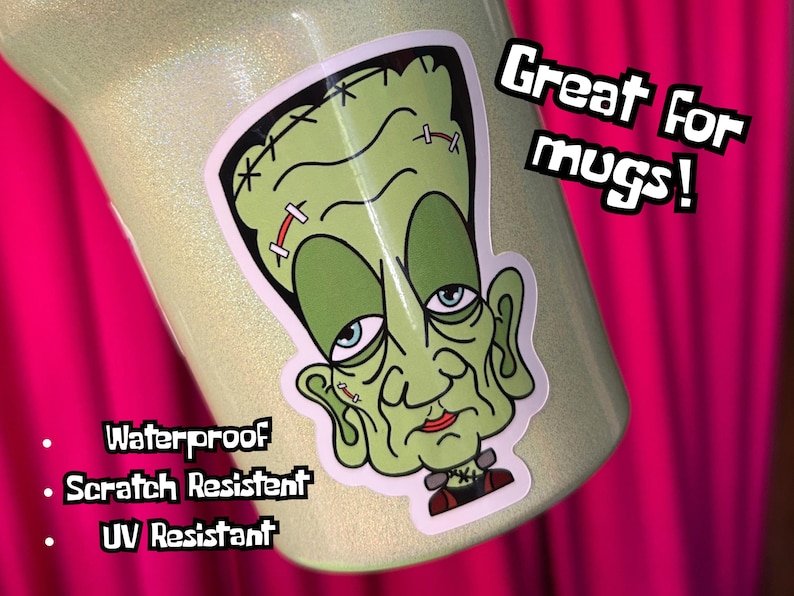 Frankenstein Sticker – Creepy Cute Monster Vinyl Sticker, Funny Horror ...