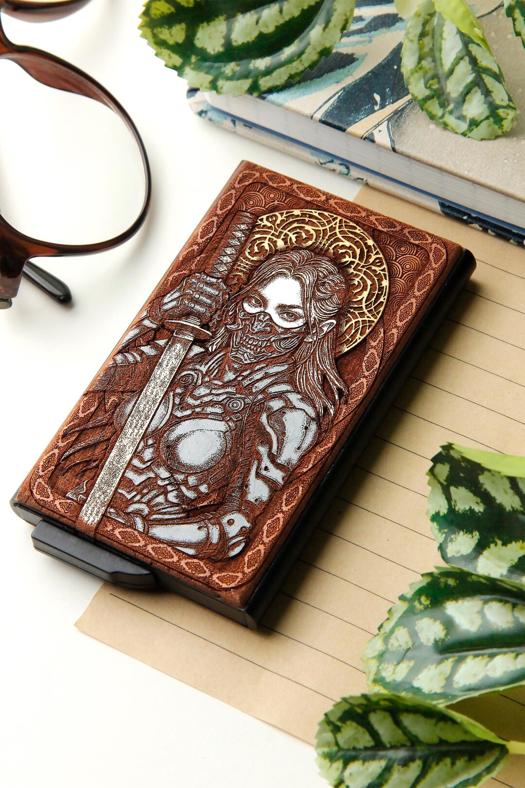 Viking - Wooden Card Holder With Laser Engraving and Hand Painting ...
