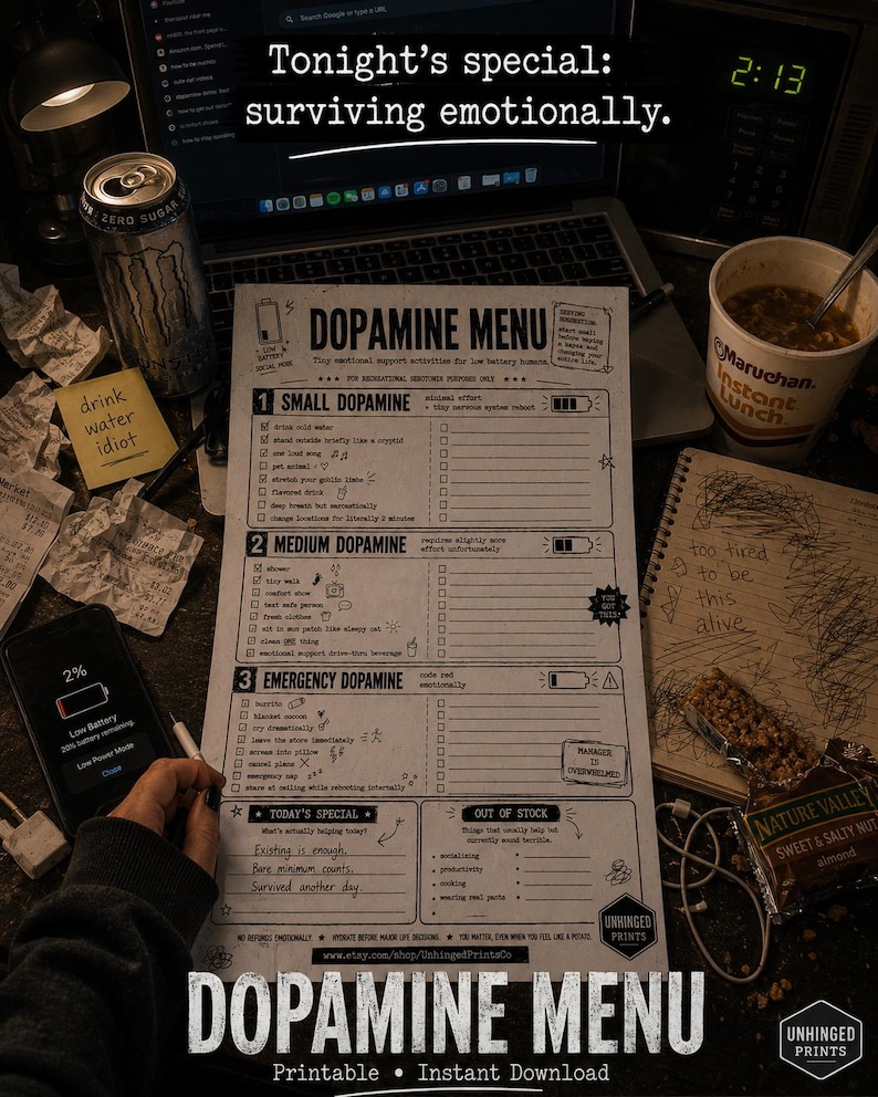 Dopamine Menu Printable ADHD Self Care Activity List - Etsy UK