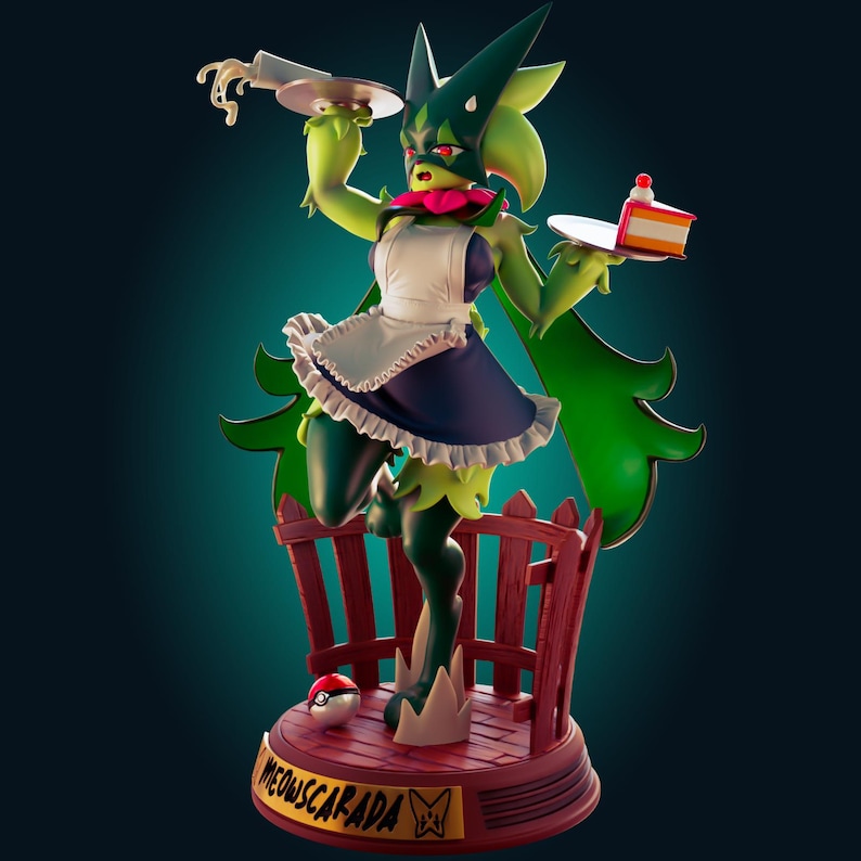 Masked Floral Trickster Figure – Resin Statue | Maid Outfit Collector ...