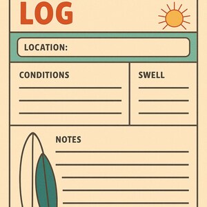 Retro Surf Journal Printable Bundle: Session Log, Spot Tracker (PDF A4 ...