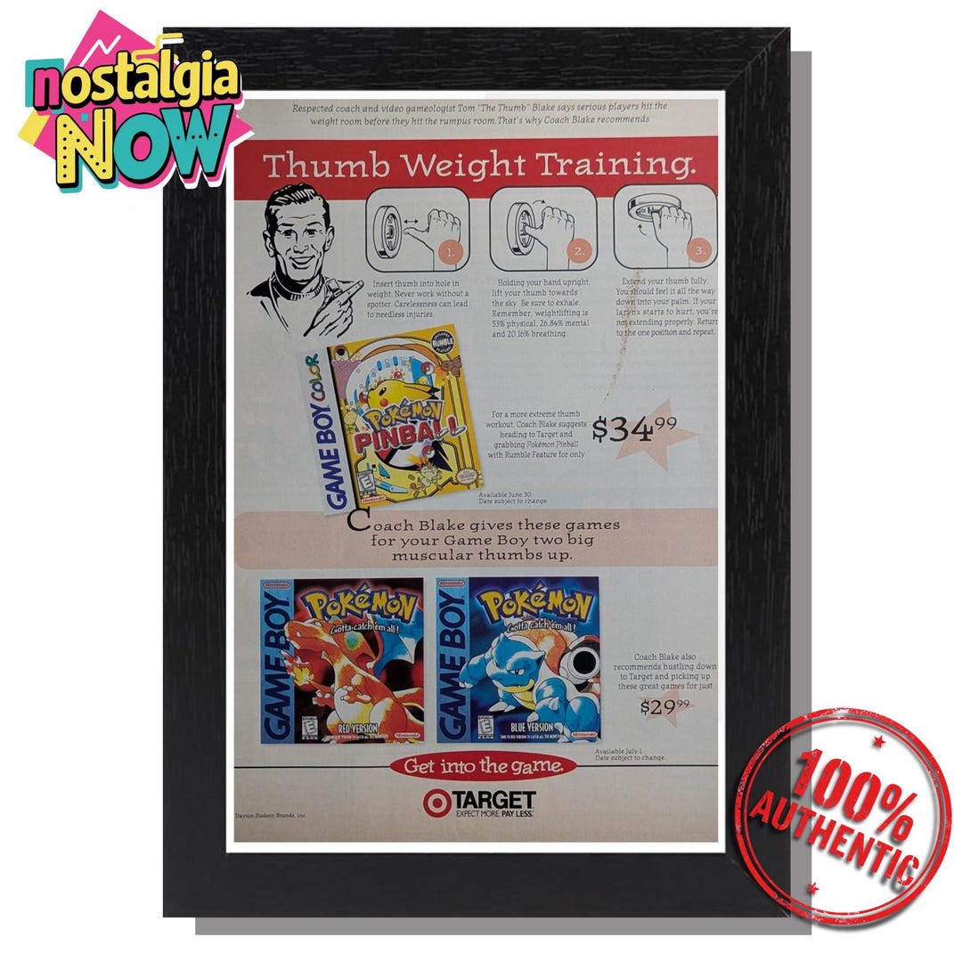 1999 Pokemon Target Red/blue/pinball Nintendo Gameboy Video Game ...