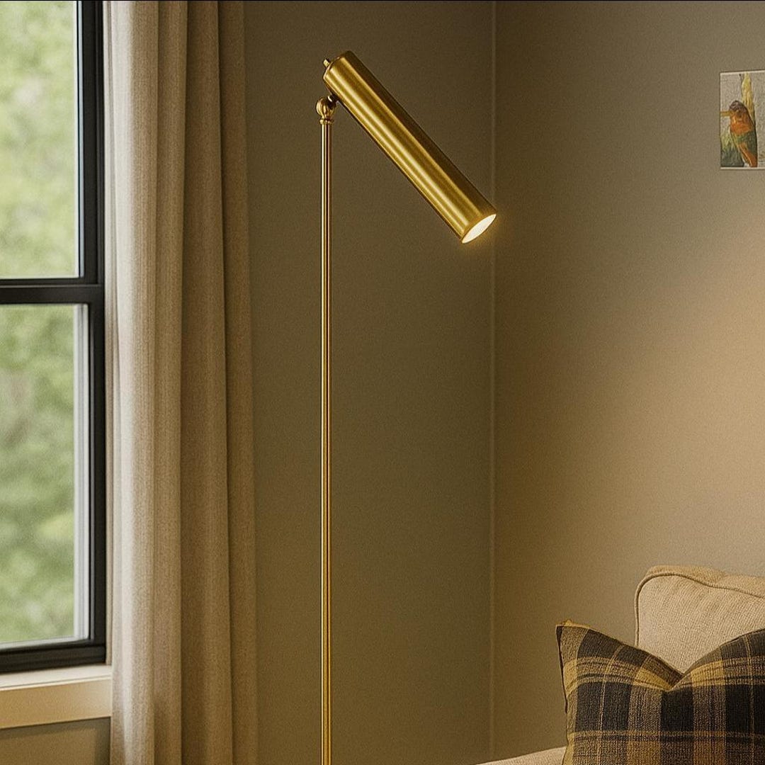 Gold Floor Lamp, Adjustable Metal Standing Light for Bedroom ...