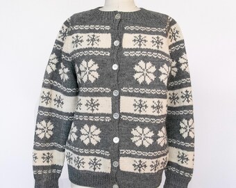 ICELANDIC WOOL SWEATER- Vintage Cardigan David Grains Fair Isle Cozy ...