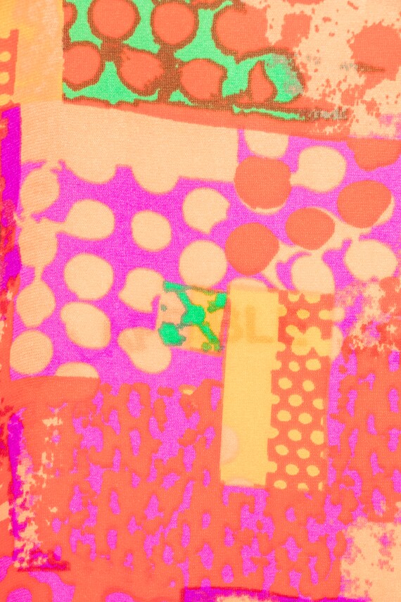1970s Maxi Dress Neon Psychedelic Print Knit S - Gem