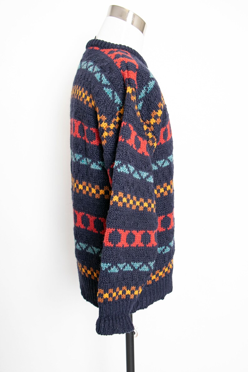 1900s Wool Sweater Men's Striped Knit Crewneck L - Etsy