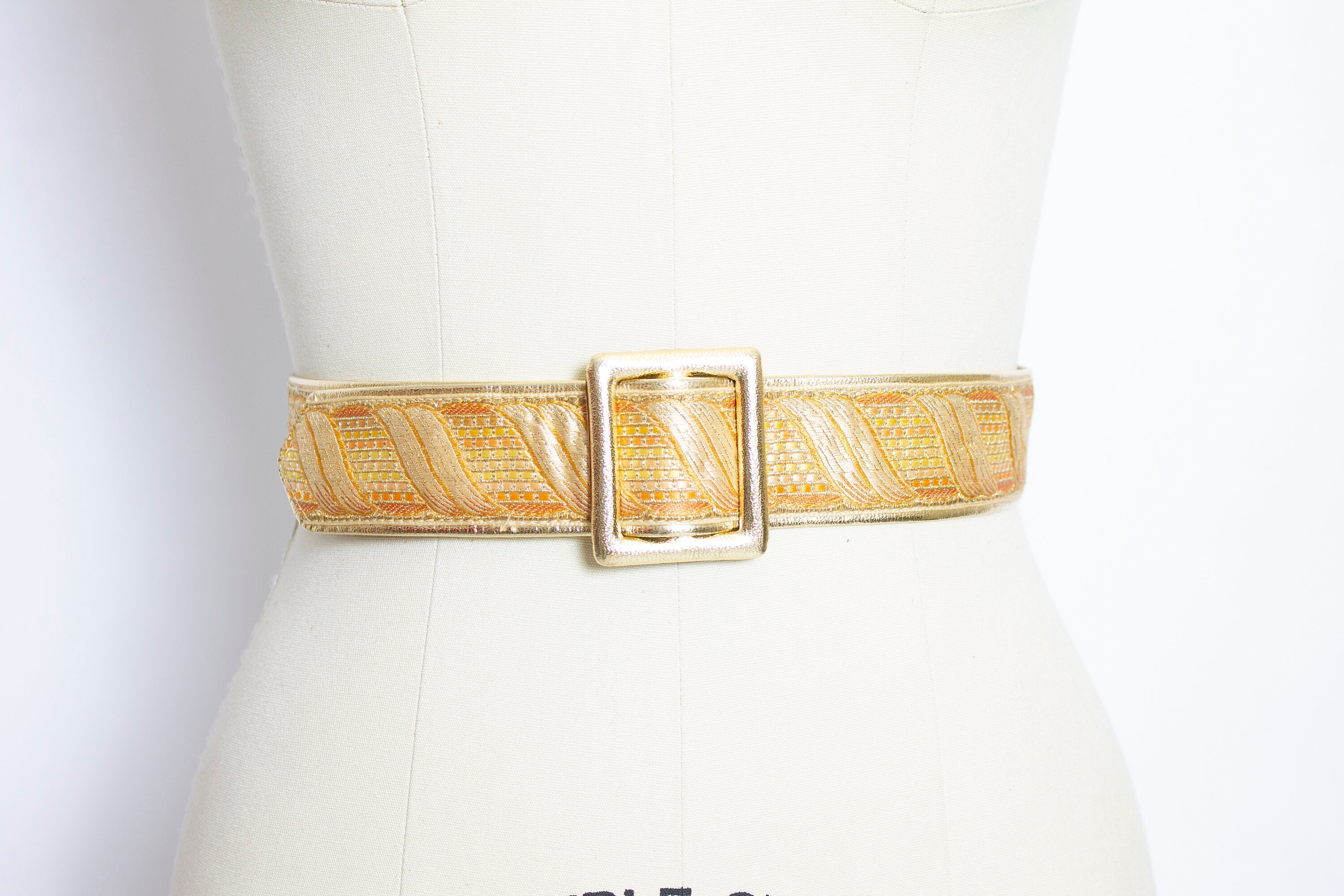 Vintage 1960s Belt Metallic Gold Leather Cinch Waist - Etsy