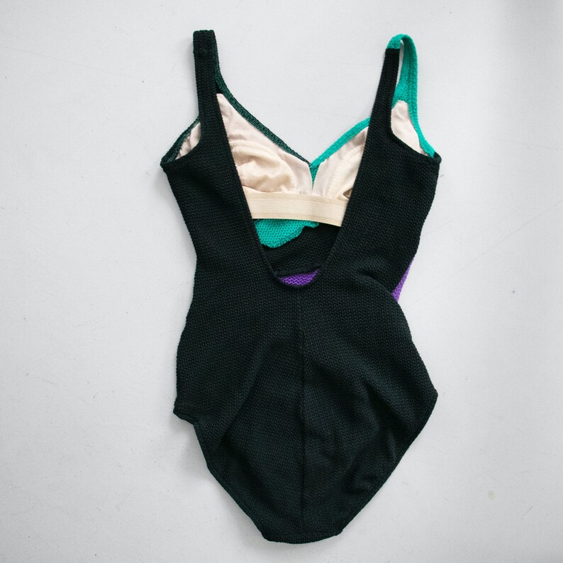 1990s Bathing Suit One Piece Color Block Swimsuit S / M - Etsy