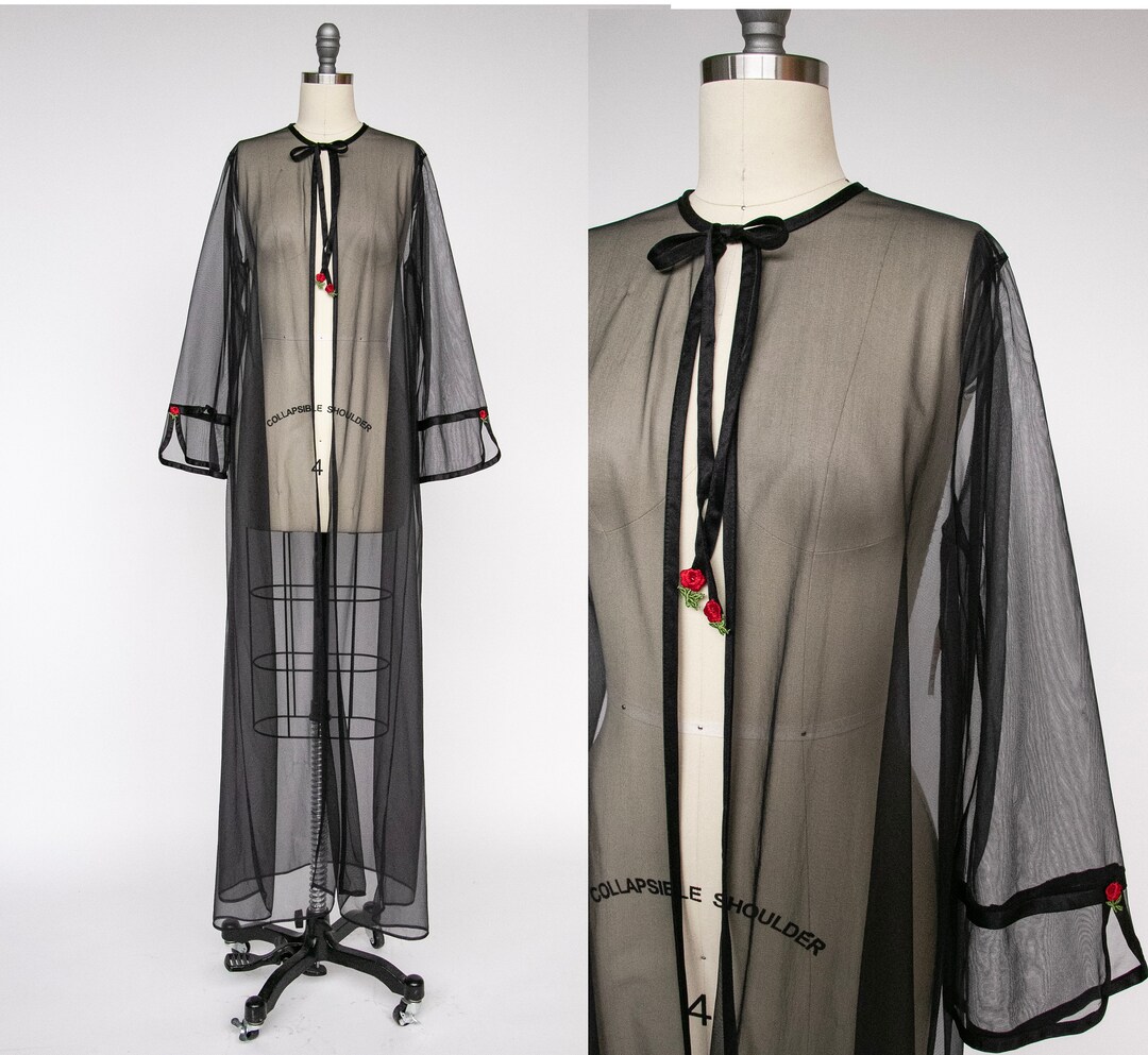 1970s Duster Sheer Chiffon Robe Dress S/M - Etsy