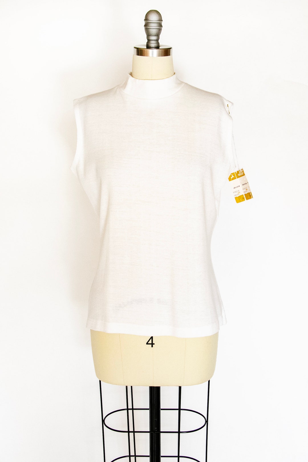 1960s Knit Top Deadstock White Stag Blouse M - Etsy