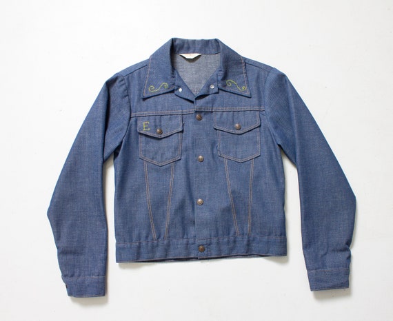 1970s Denim Jacket Embroidered Eagle Lightweight M - Gem
