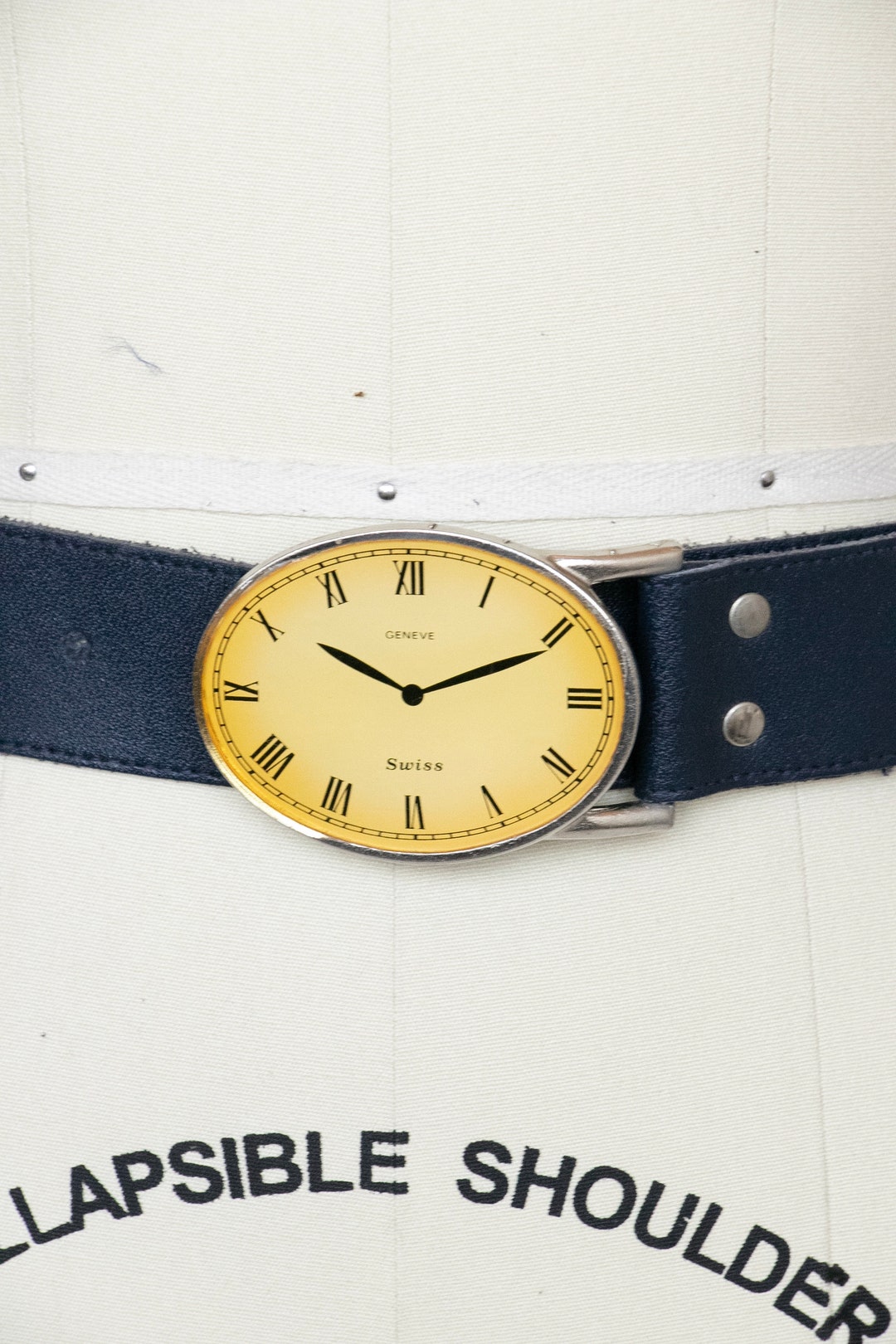 1980s Belt Thick Leather Novelty Clock Buckle Waist Cinch - Etsy