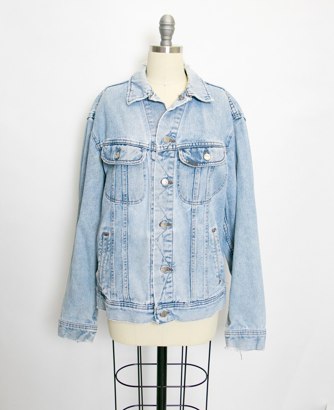 1990s Denim Jacket Lee Blue Cotton Medium - Etsy