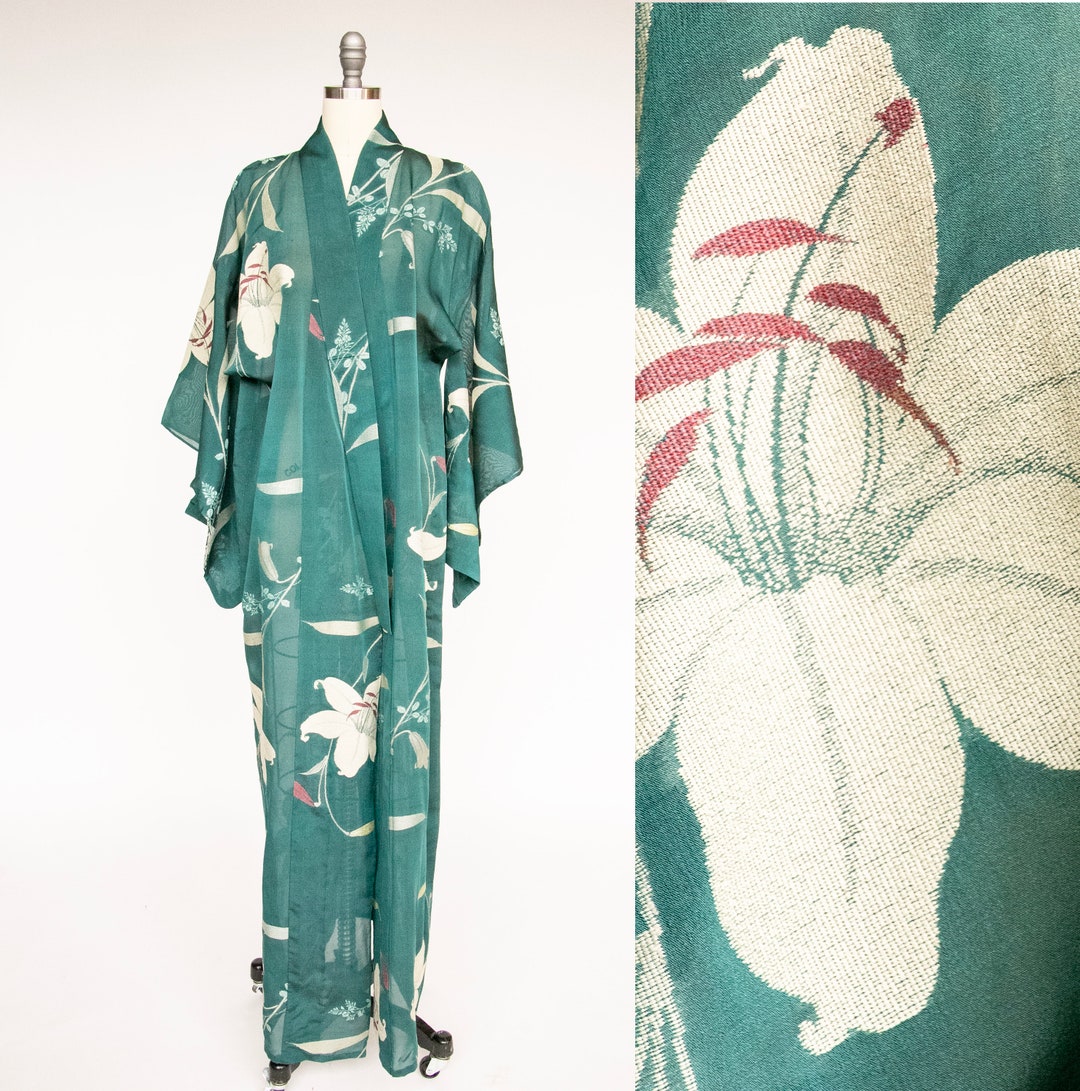 1950s Kimono Japanese Robe Semi Sheer Floral - Etsy