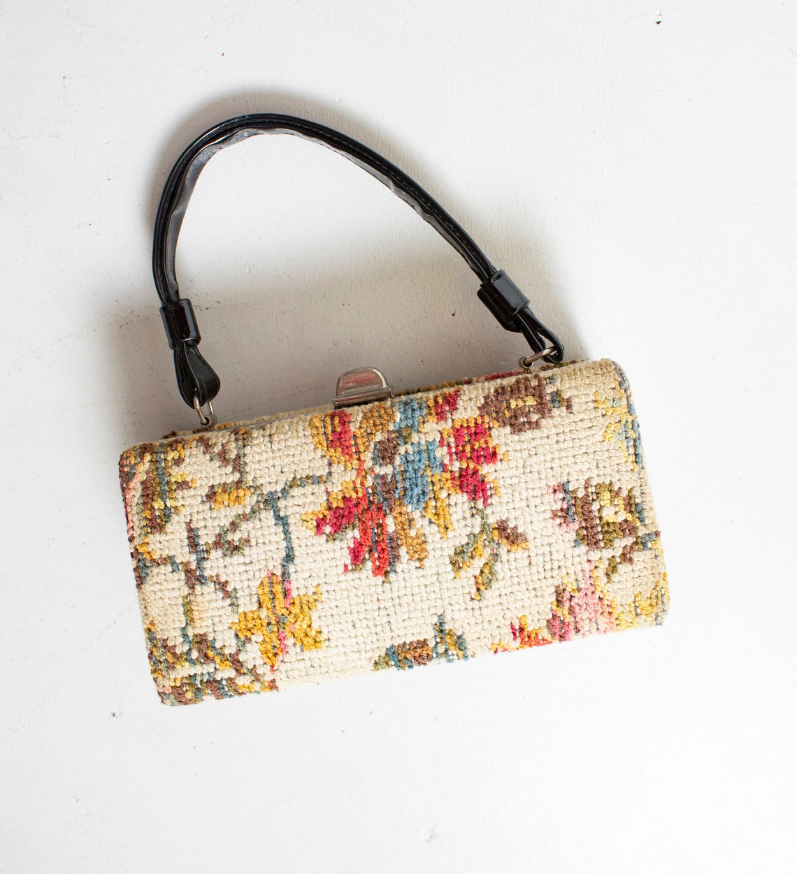 1960s Box Purse Needlepoint Floral Carpet Bag - Etsy