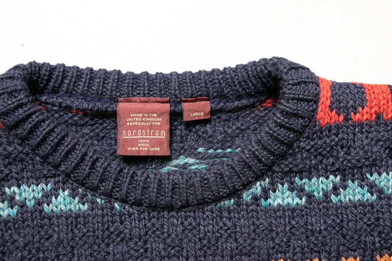 1900s Wool Sweater Men's Striped Knit Crewneck L - Etsy