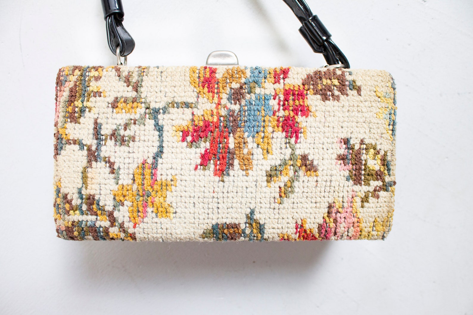1960s Box Purse Needlepoint Floral Carpet Bag - Etsy