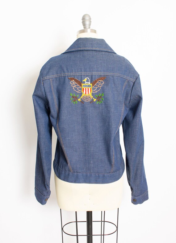 1970s Denim Jacket Embroidered Eagle Lightweight M - Gem