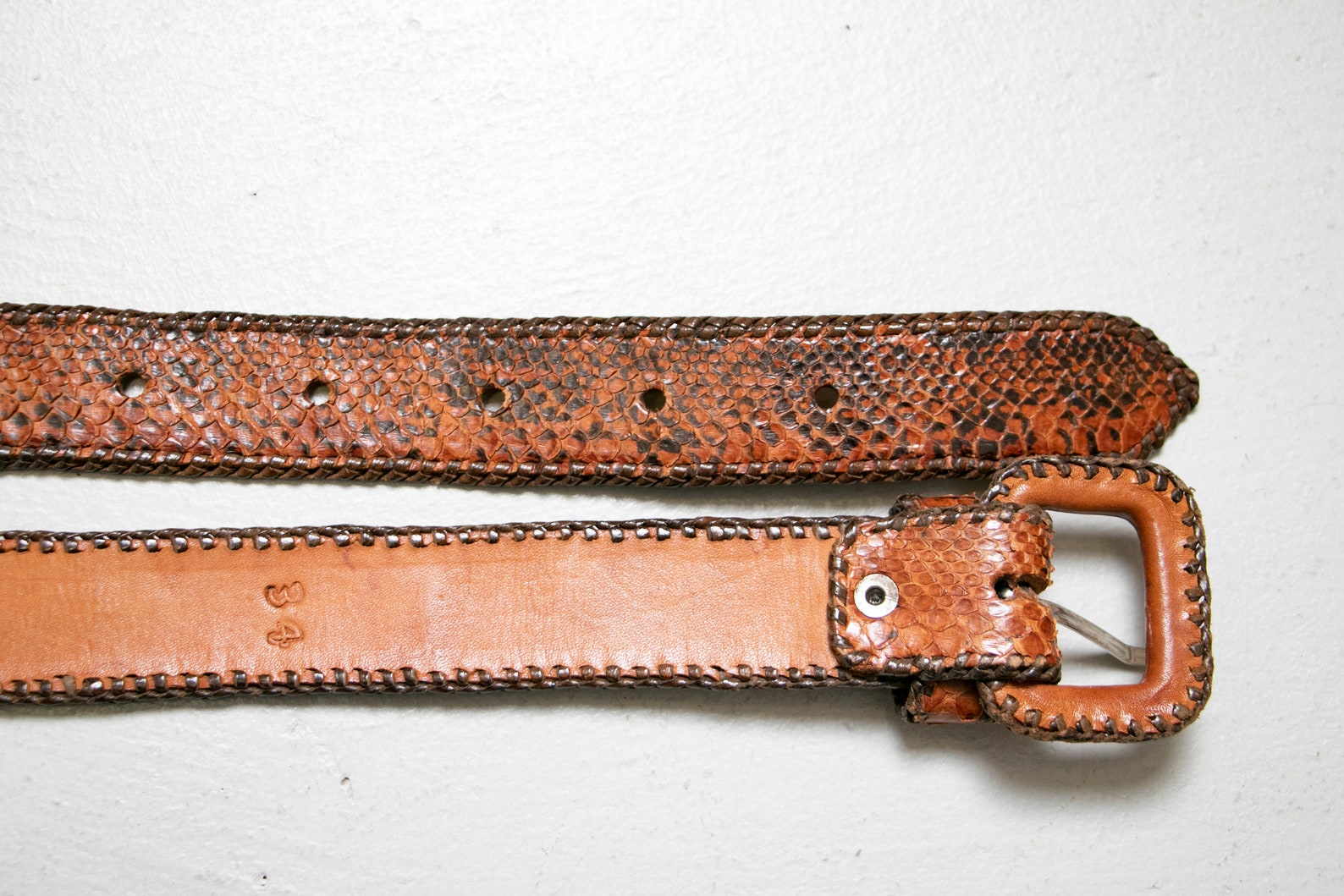 1970s Belt Brown Snakeskin Leather M / L | Etsy
