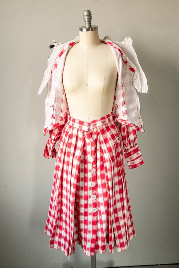 1950s Dress Set Ballet Dance Costume Gingham XS - Gem