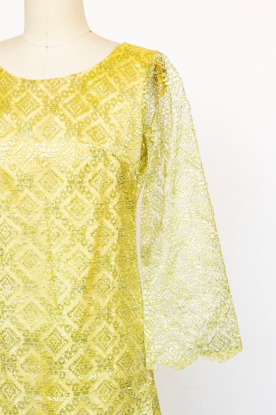 1960s Dress Metallic Gold Mod Mini S - Gem