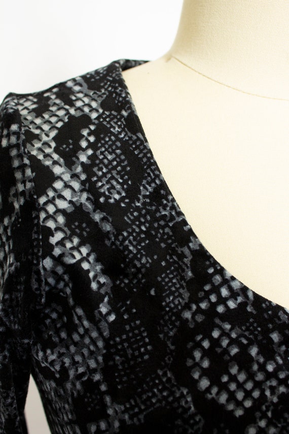 1990s Betsey Johnson Dress Velvet Snake Print S - Gem