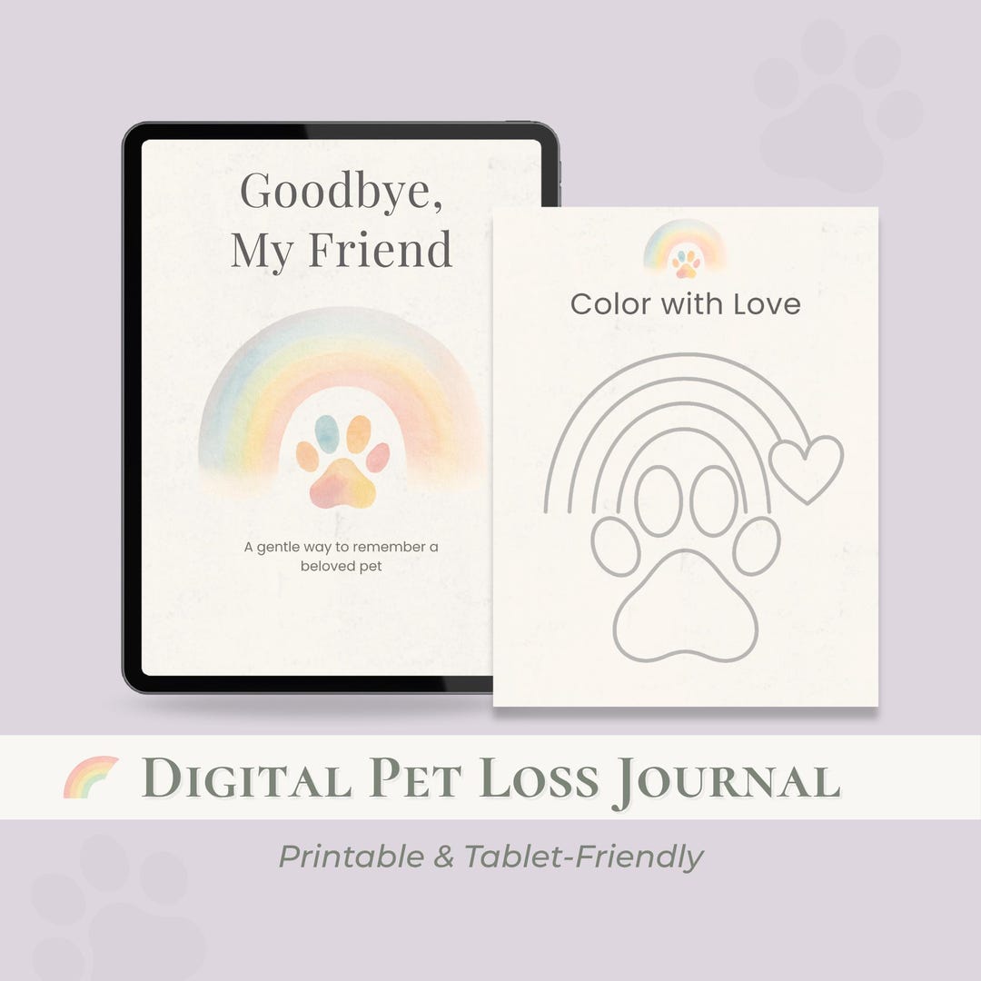 Digital Pet Loss Journal for Kids: Pet Memorial Activity Kit | Rainbow ...