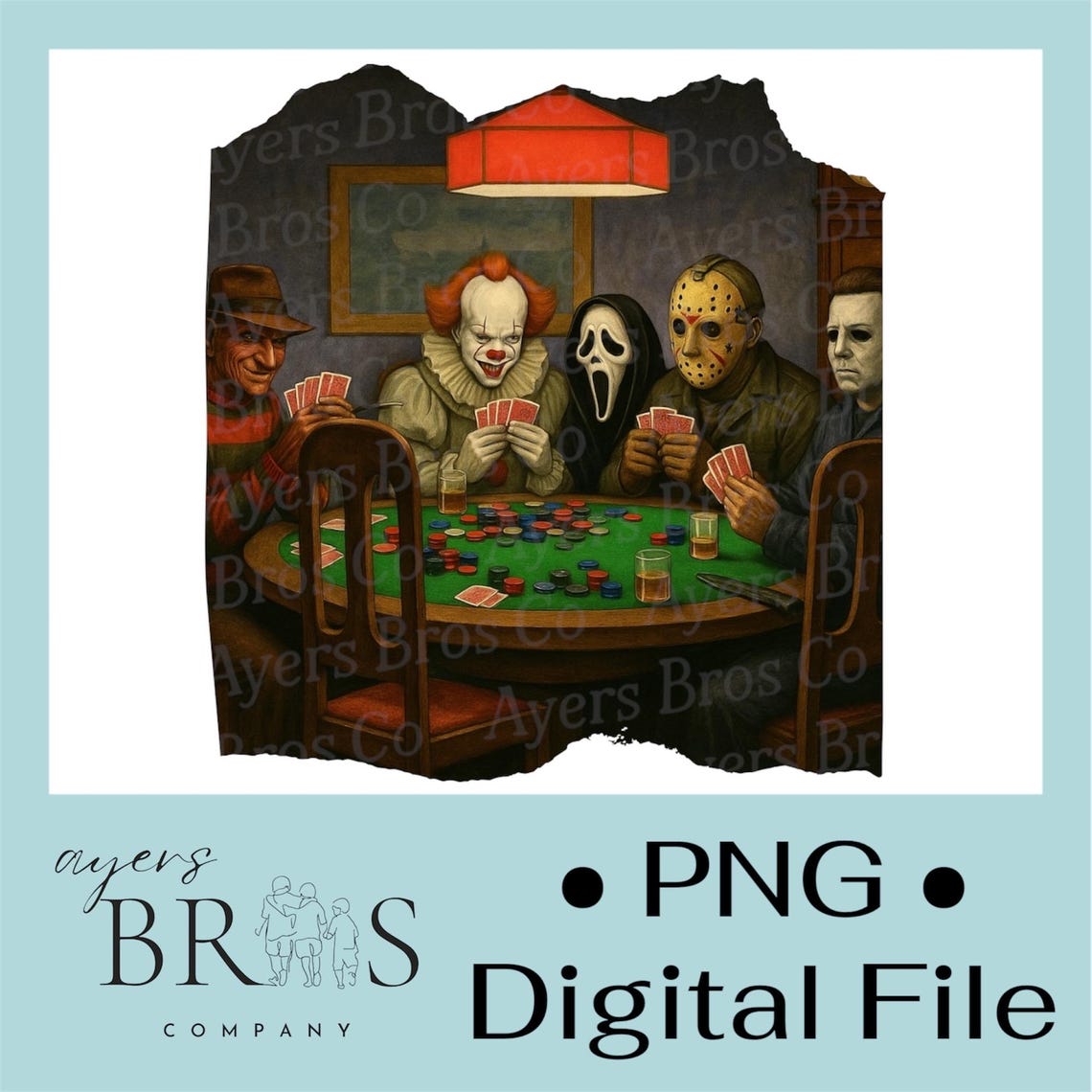 Horror Movie Poker Painting Halloween PNG File Transfer Digital ...