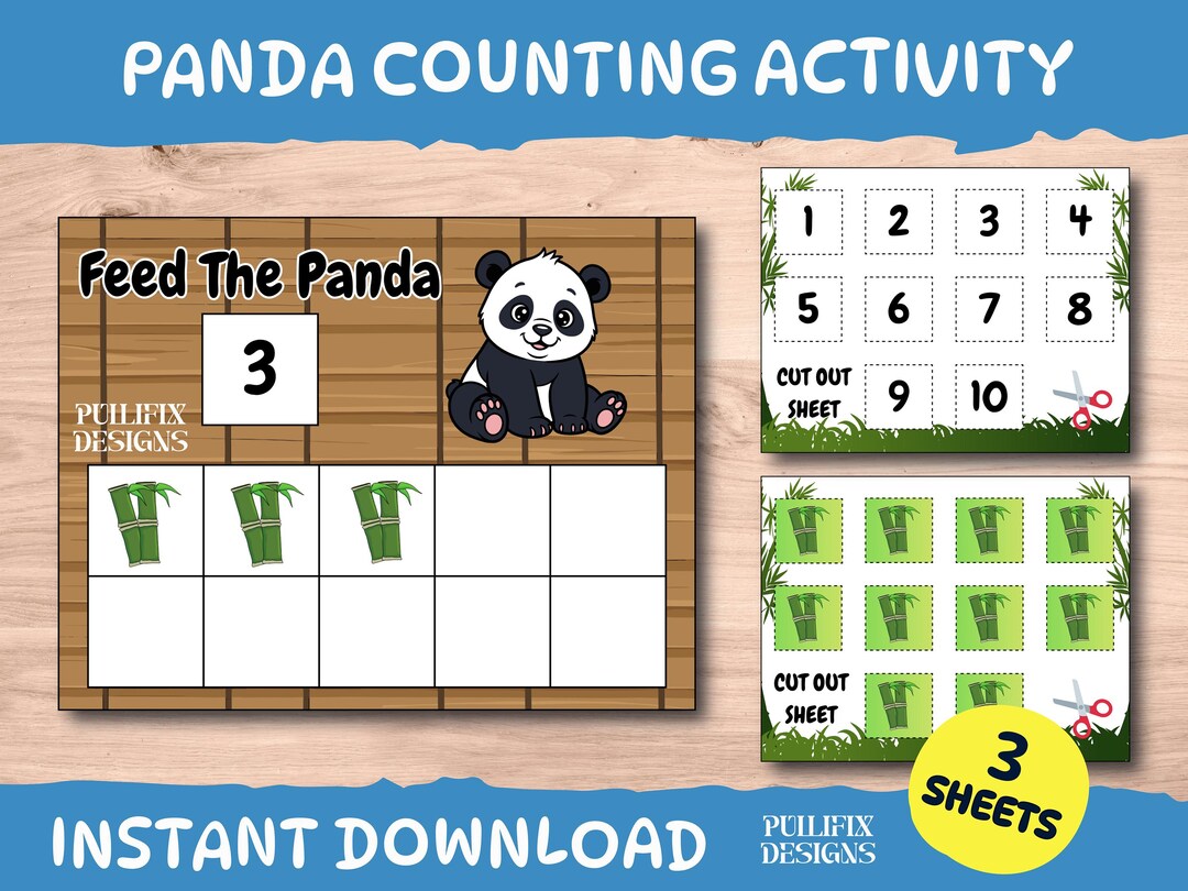 Panda Counting Activity, Preschool Math Game, Feed the Panda, Kids ...