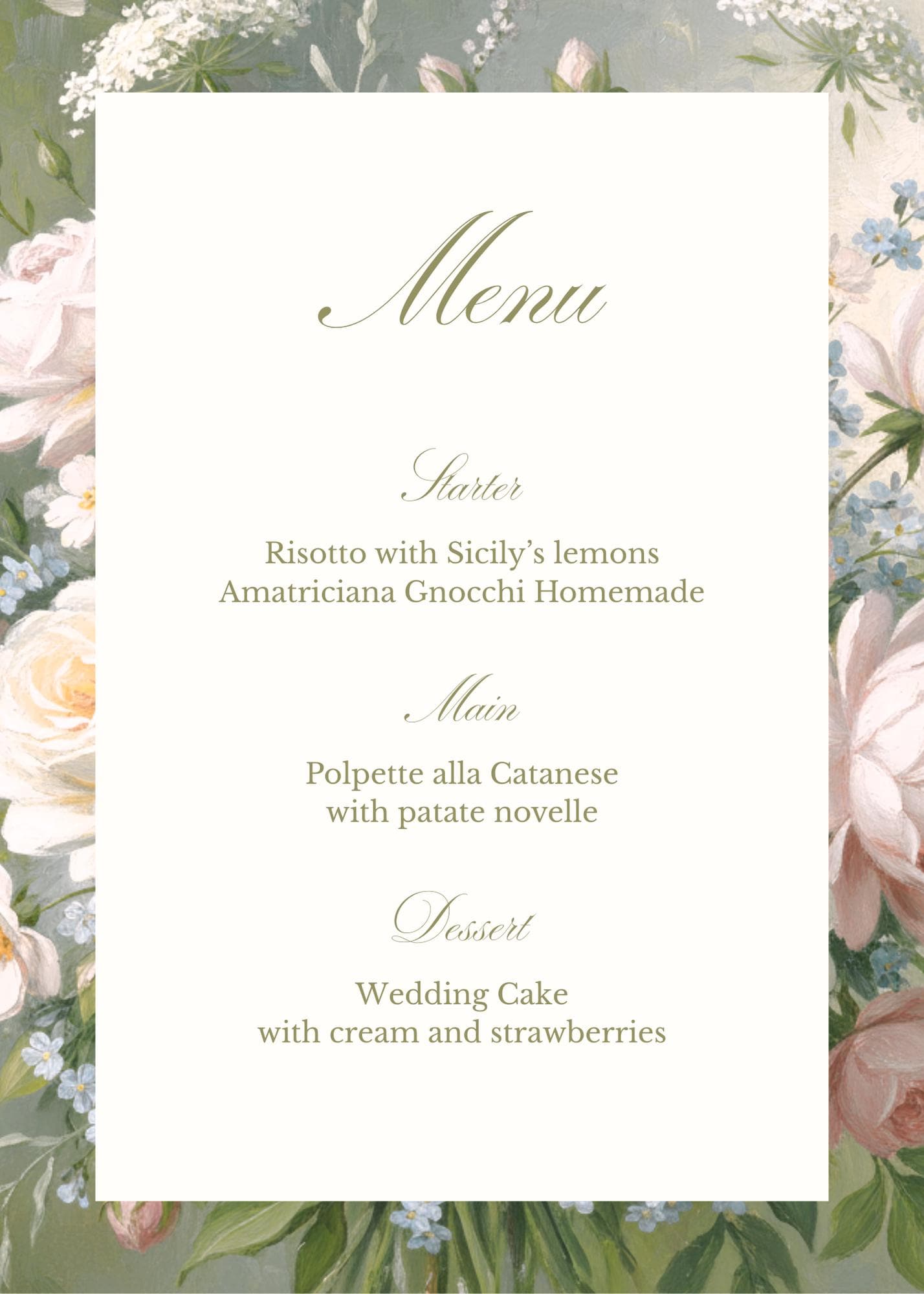 Vintage BAROQUE Wedding Invitation Set - Olive Green/pink | CANVA ...