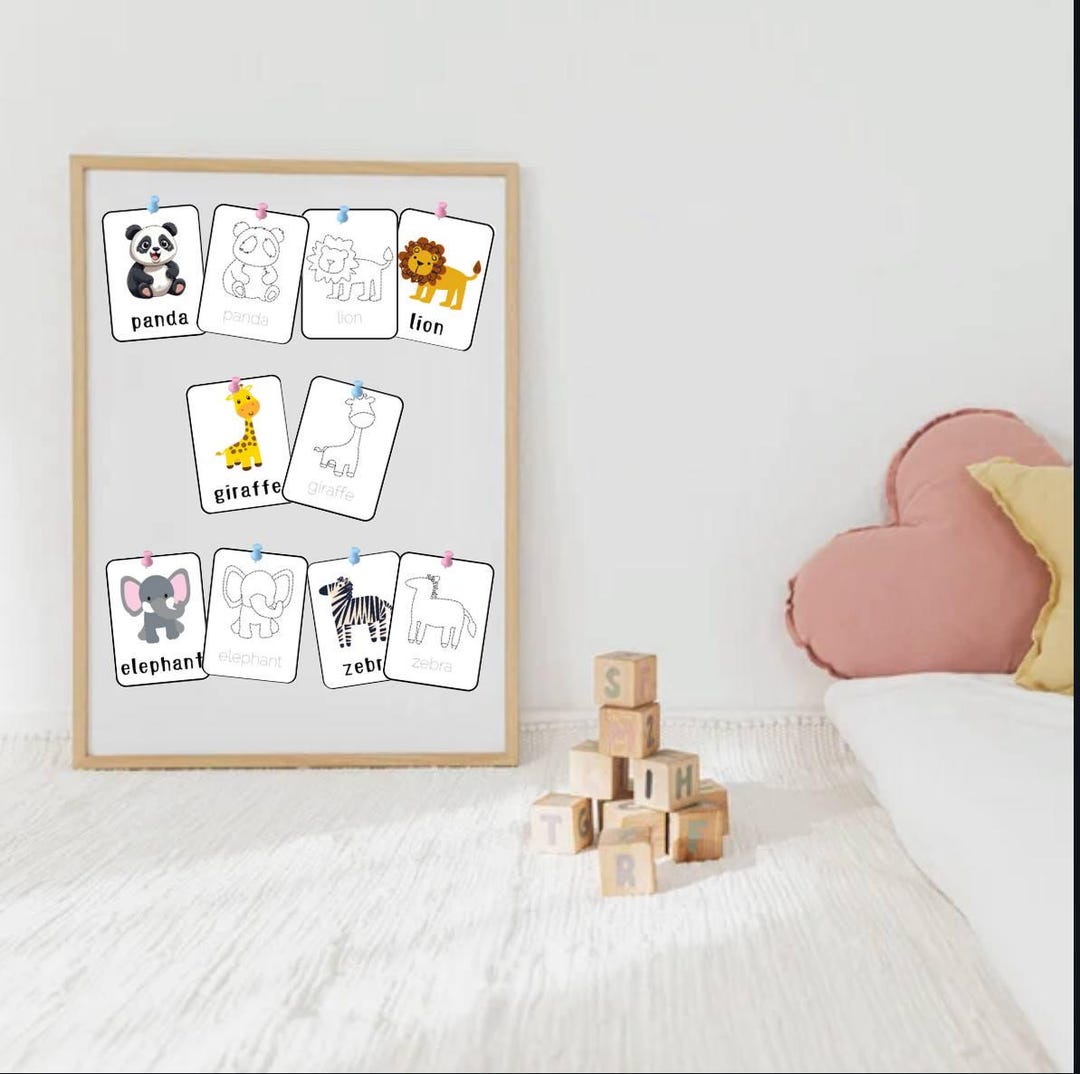 Wild Animals Flashcards: Beginner Learning, Tracing Activities (digital ...