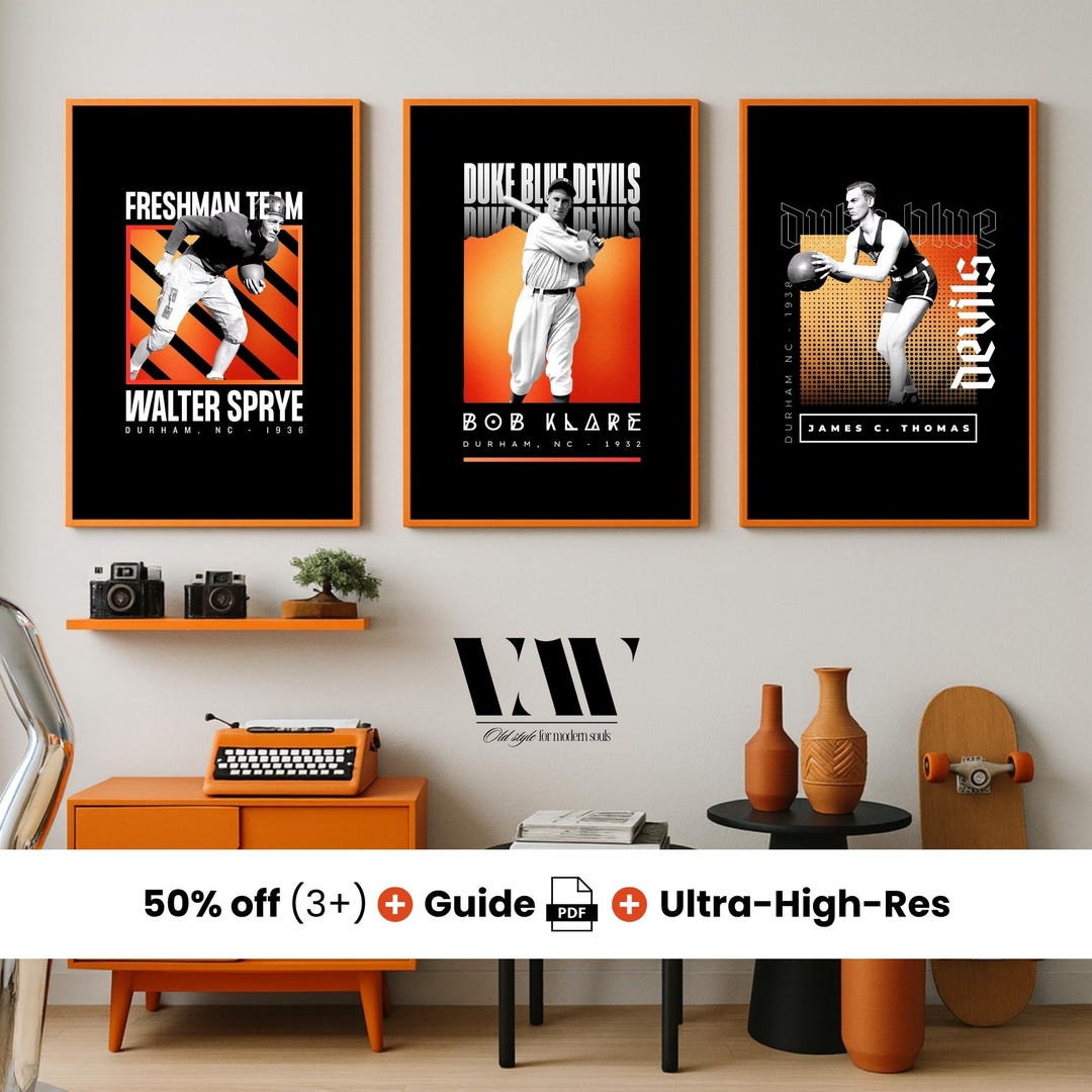 1930s College Sports Posters, Set of 3 Printable Wall Art, Gallery Wall ...