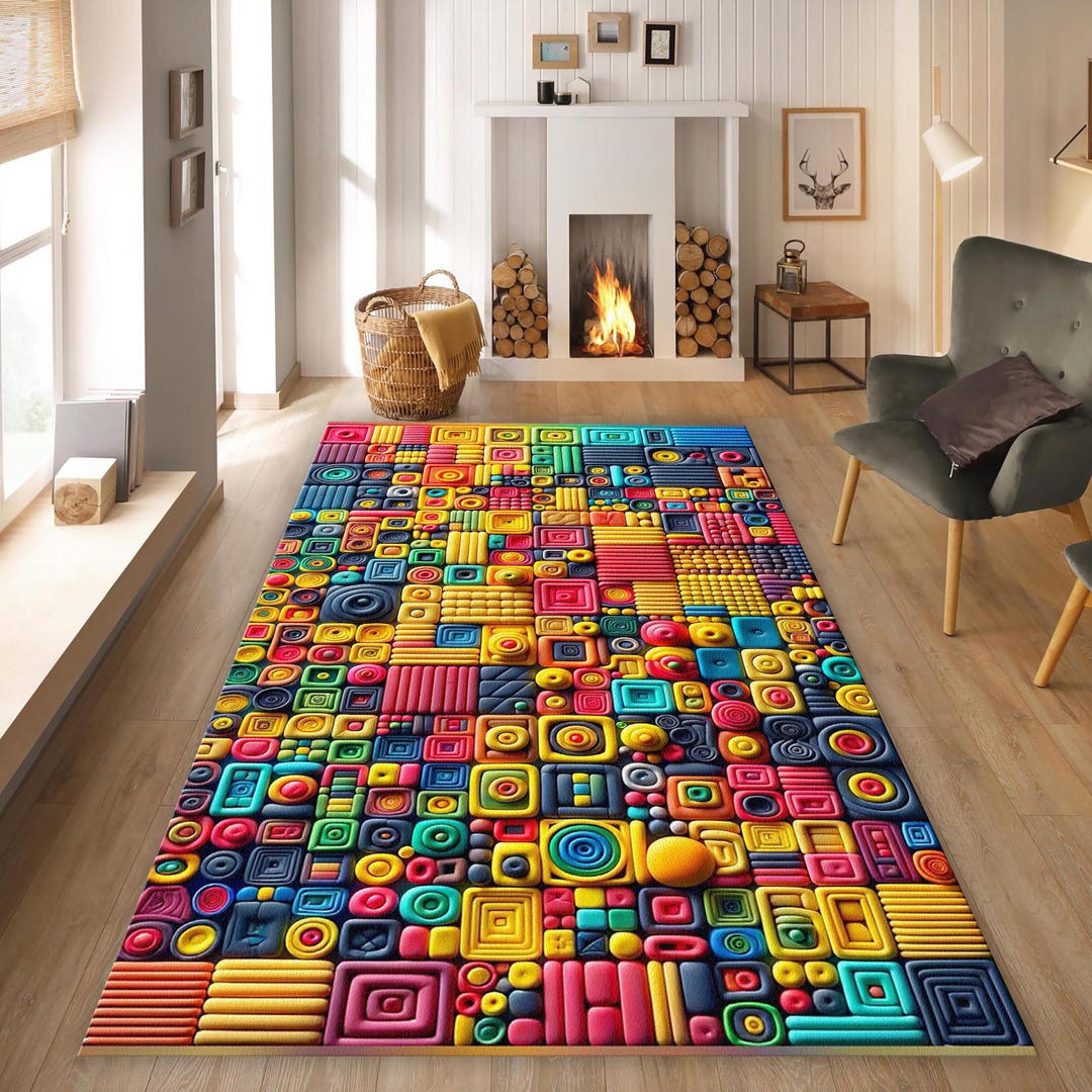Puzzle Rug, Abstract Rug, Rothko Style, Non-slip Washable Art Rug ...