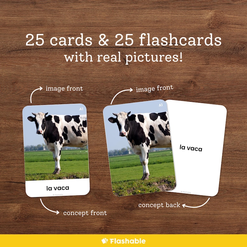Spanish Farm Animals Flashcards for Kids Printable Montessori Spanish ...