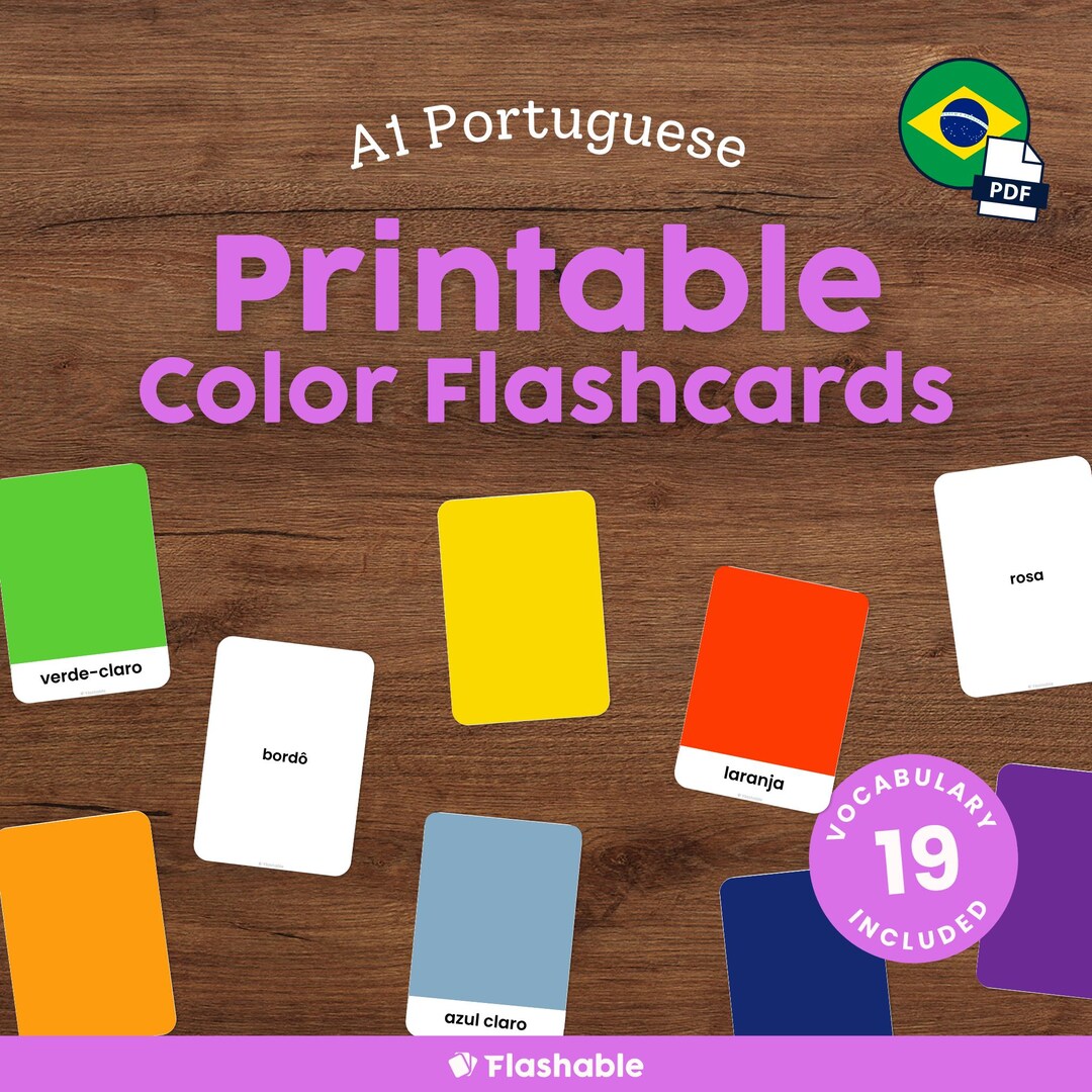 Printable Portuguese Flashcards for Kids Colors Vocabulary in ...