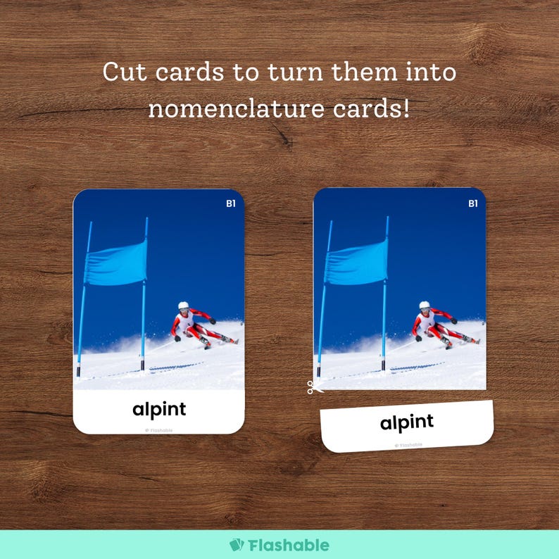 Printable Norwegian Flashcards for Kids Winter Sports Vocabulary in ...