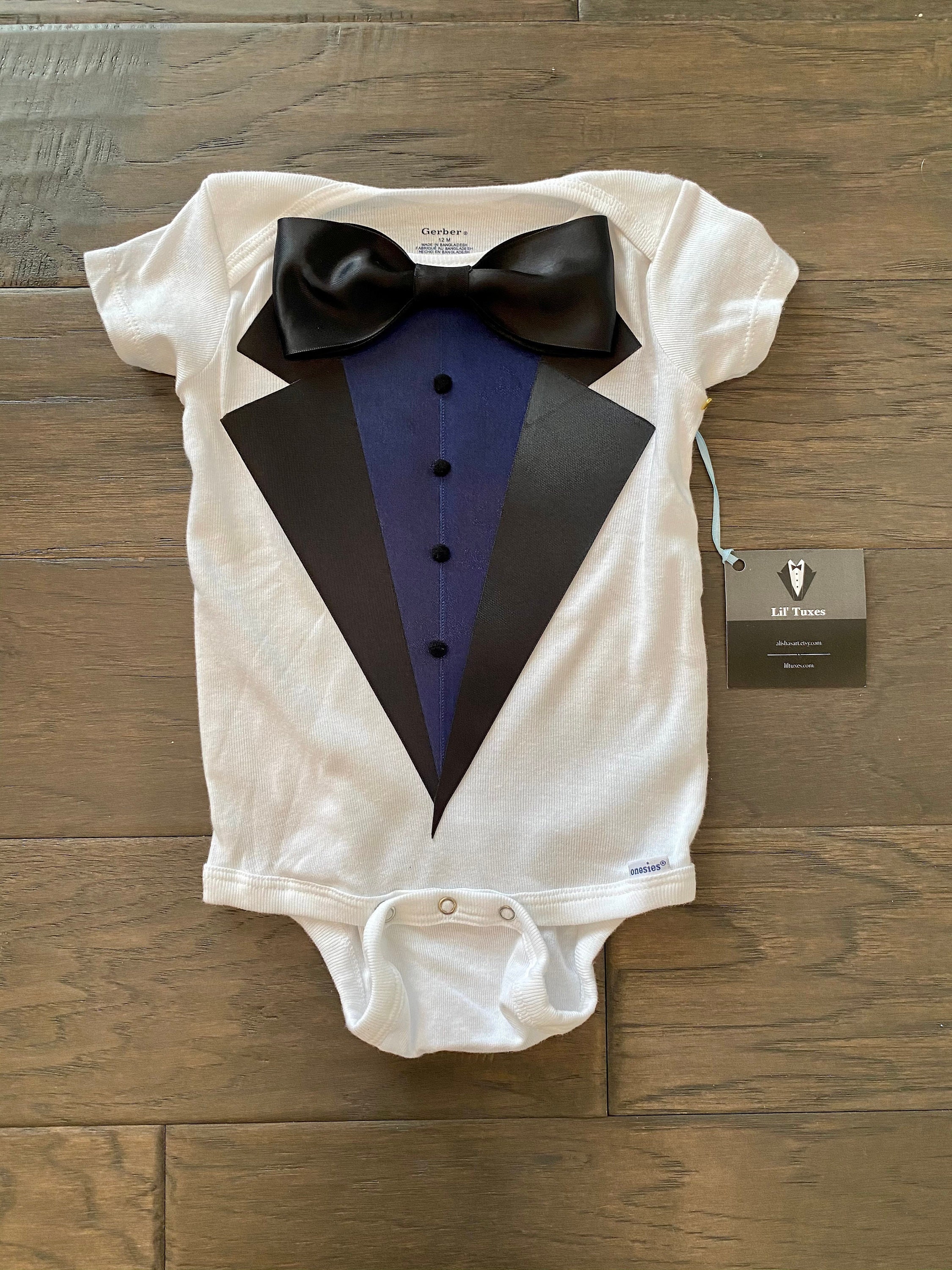 Sophisticated Lil Tuxes: Elegant Newborn Boys' Tuxedo Shirt Suit for ...
