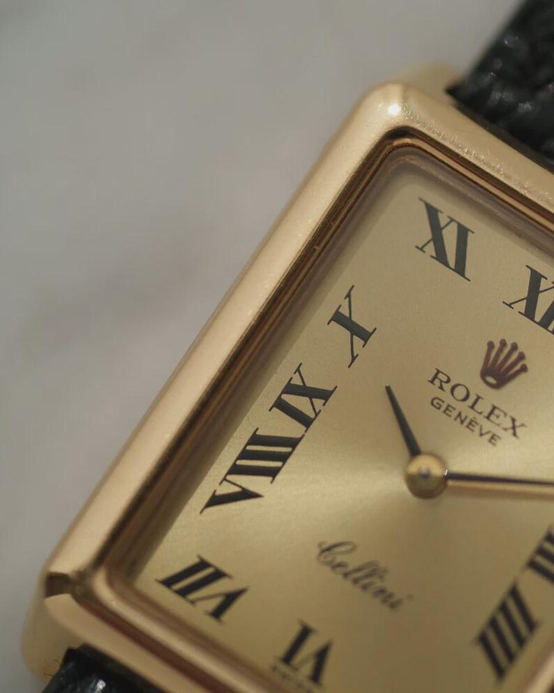 Rolex Cellini 4103 Rectangle YG Champagne Roman Dial - Etsy Canada