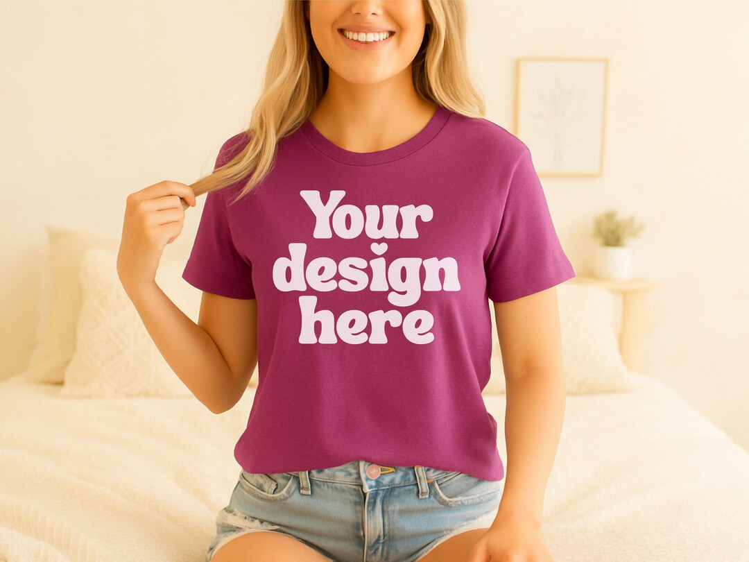 Berry Tshirt Mockup for Small Business, Short Sleeve Gildan Tshirt ...