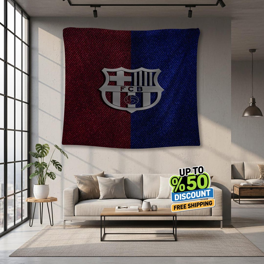 FC Barcelona Tapestry: Football Club Wall Decor, Woven Blanket - Etsy