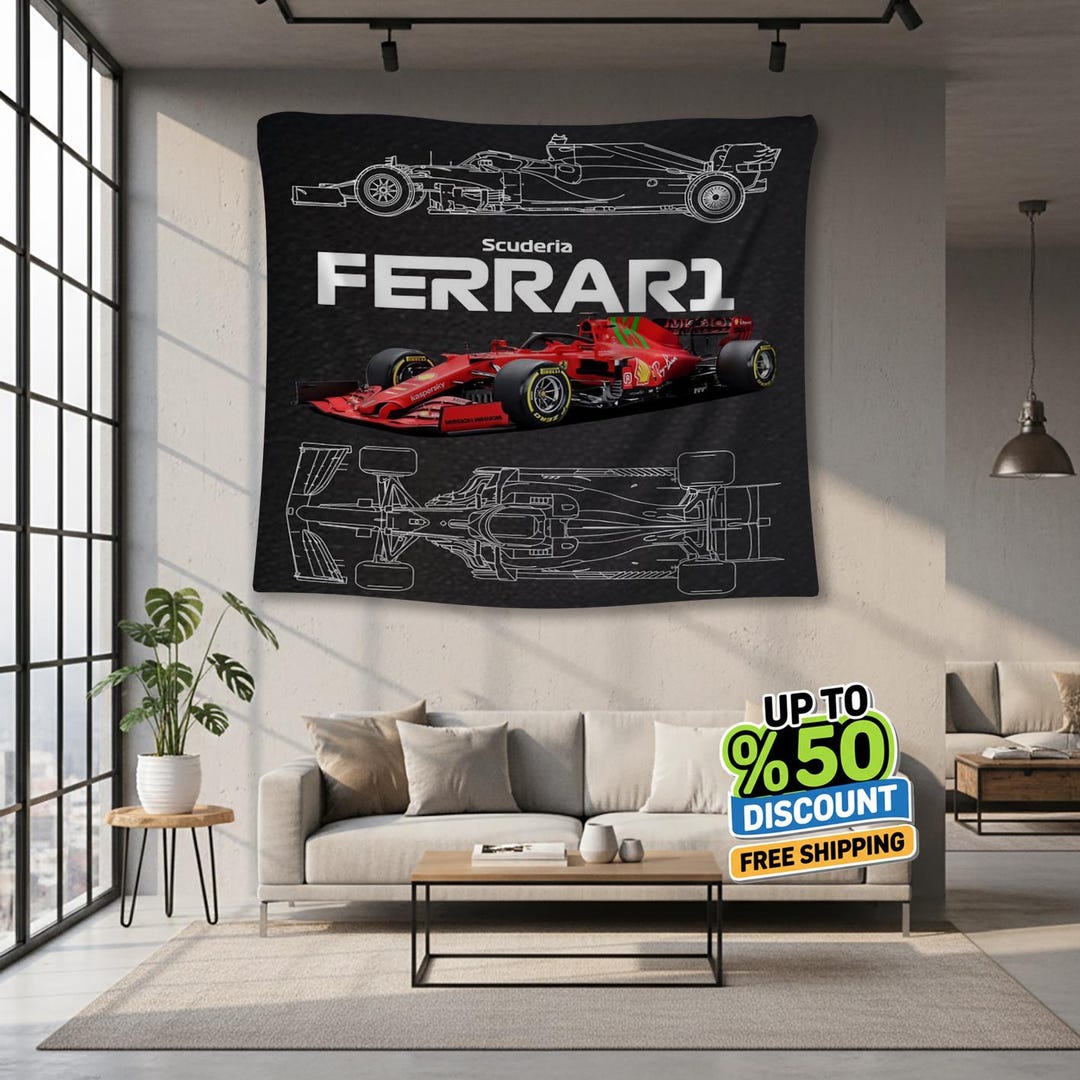 Ferrari Tapestry: Car Wall Hanging, F1 Decor - Etsy