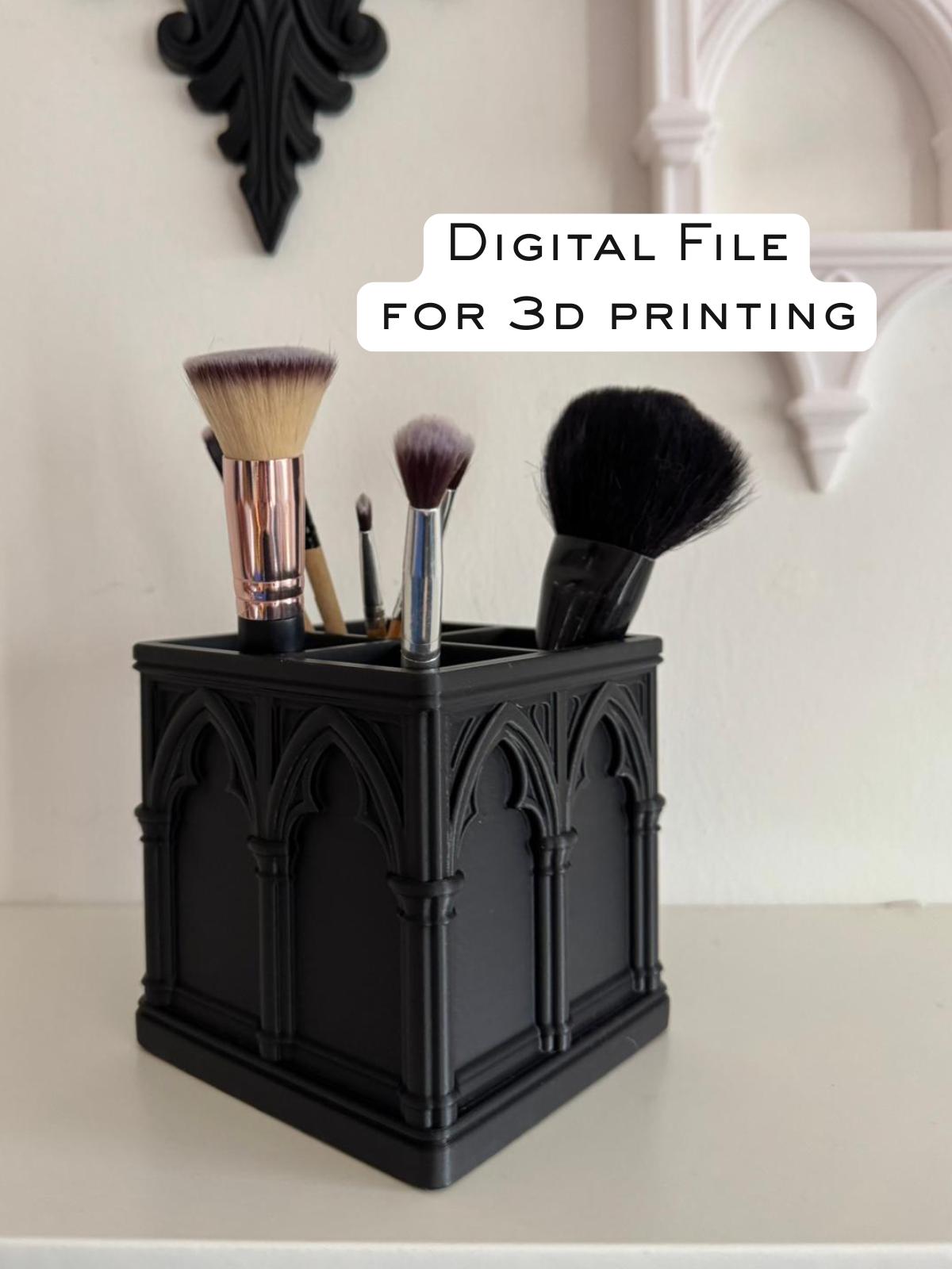 Gothic Cathedral Desk Organizer STL | Victorian Makeup Brush Holder ...