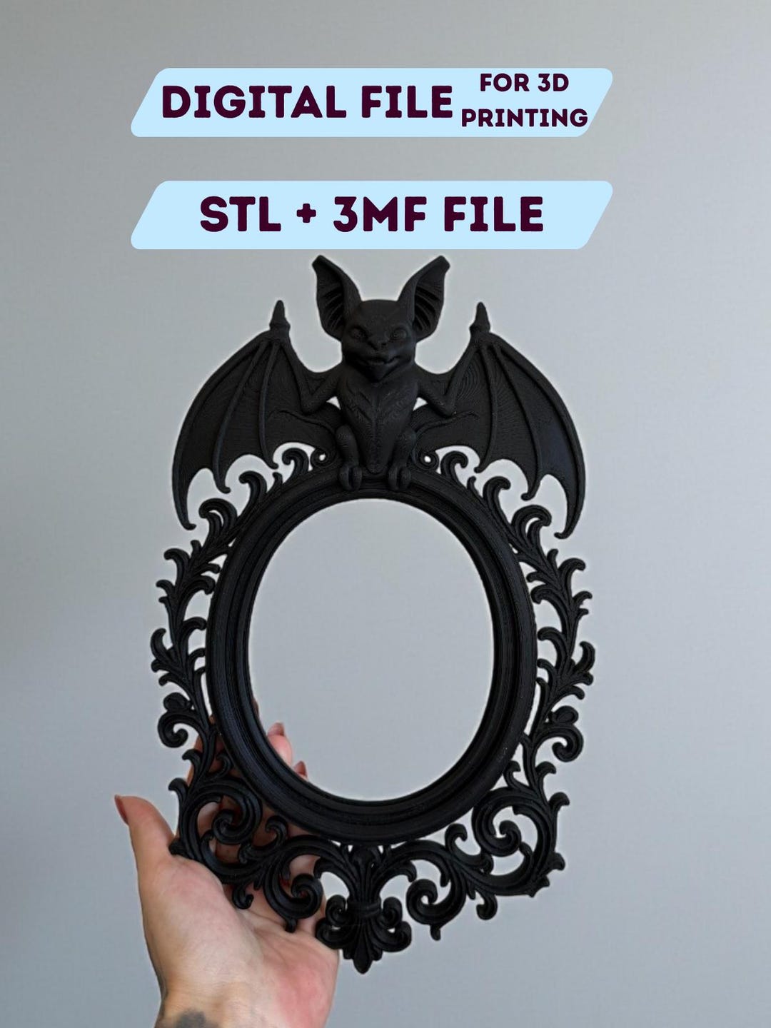 STL Gothic Bat Vampire Oval Frame Baroque – 3D Printing File – Digital ...