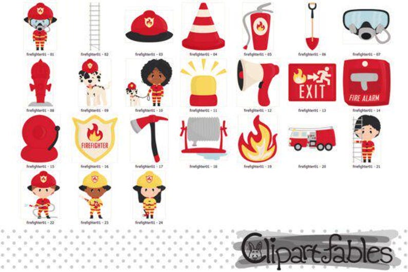 About Firefighter Clip Art, Fire Truck Design Graphic - Etsy