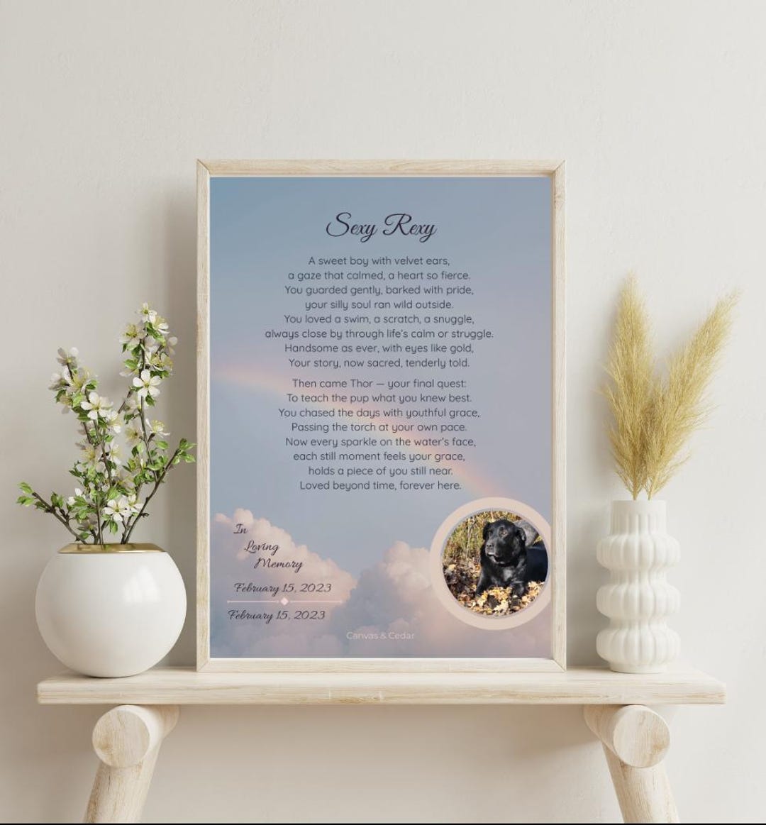 Custom Dog Memorial Poem | Pet Loss Sympathy Gift | Digital Printable ...