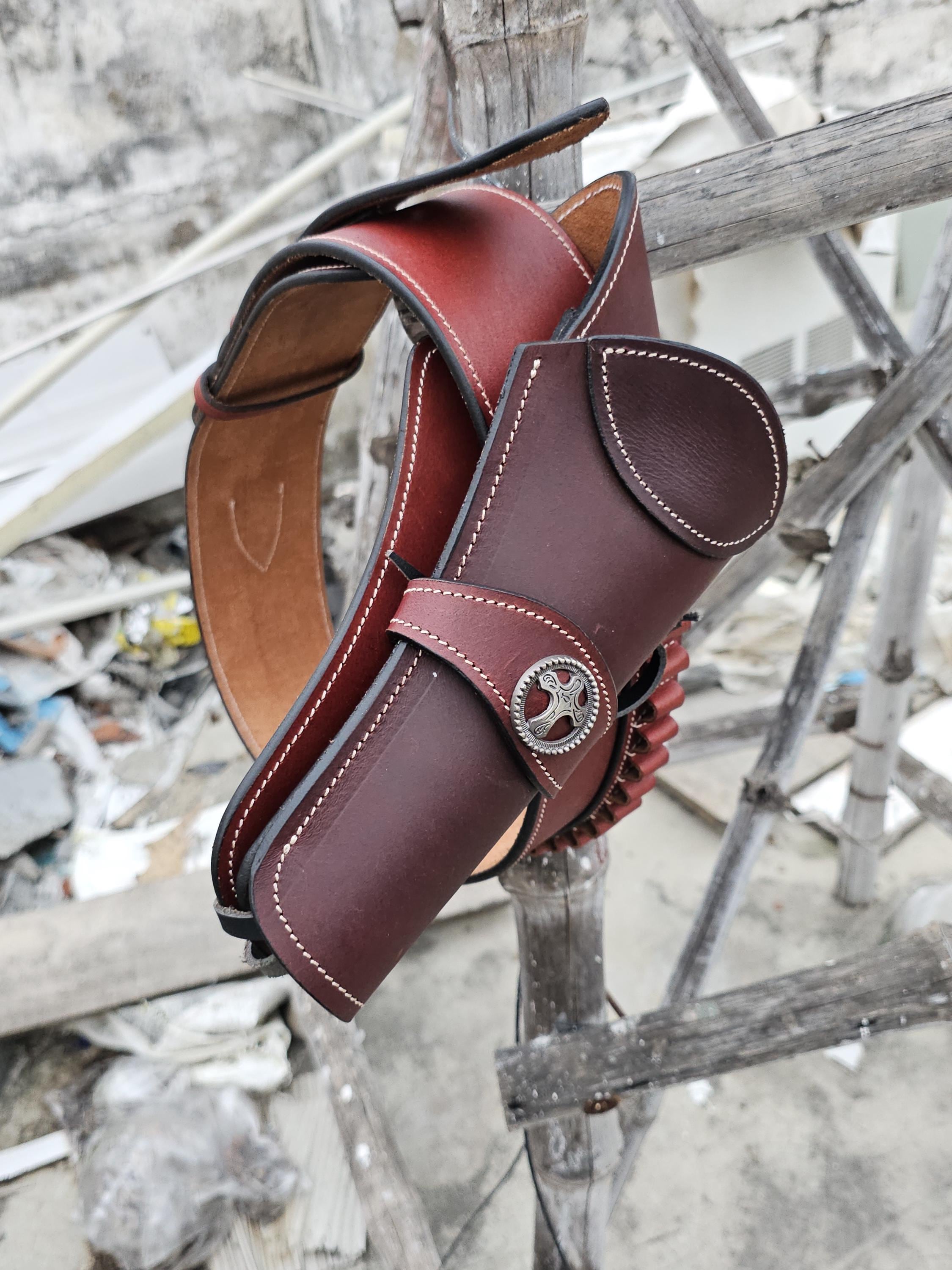 Western Cross Draw Gun Holster With Belt – Full-grain Leather – Fits 4 ...