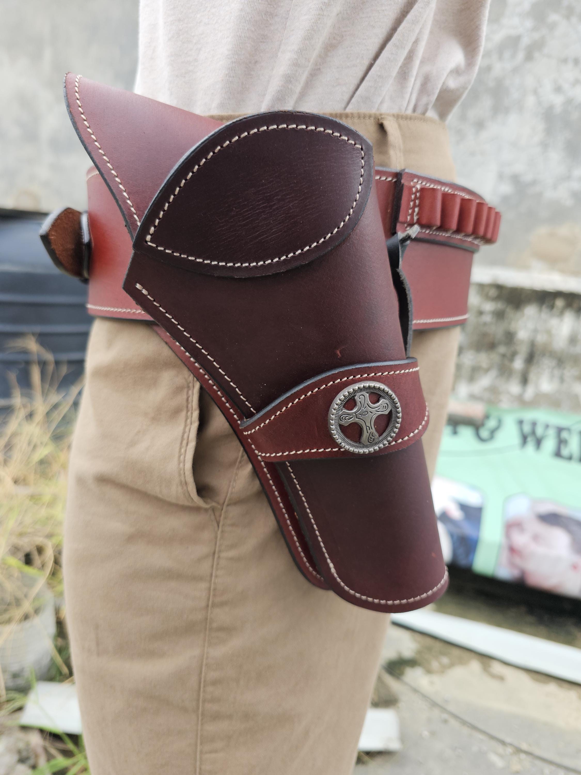 Western Cross Draw Gun Holster With Belt – Full-grain Leather – Fits 4 ...