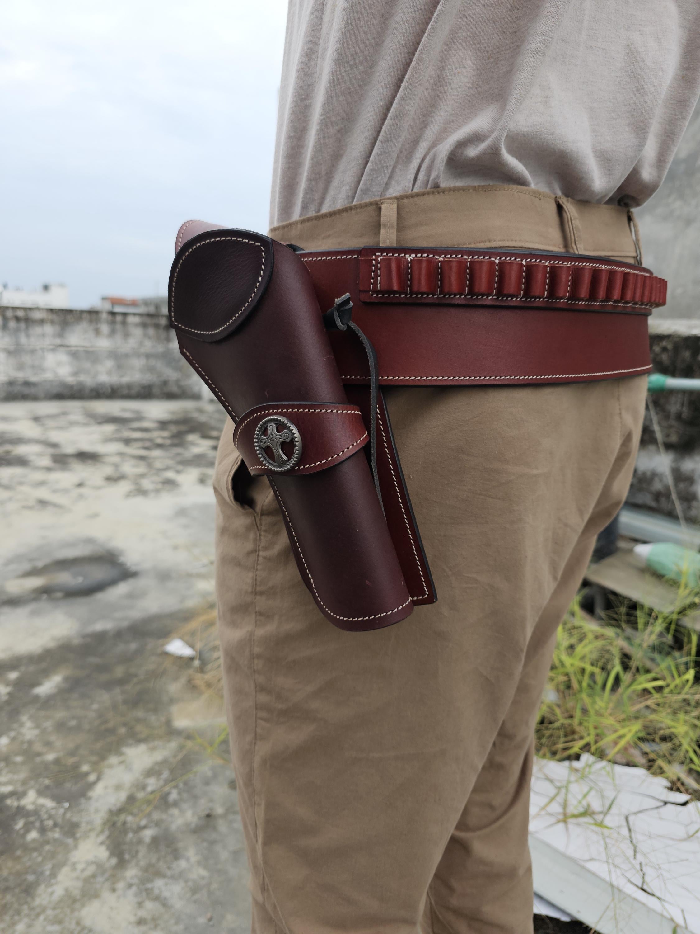 Western Cross Draw Gun Holster With Belt – Full-grain Leather – Fits 4 ...